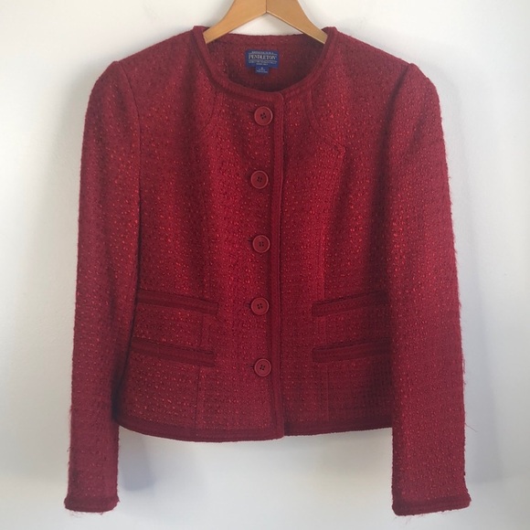 Pendleton | Jackets & Coats | Pendleton Red Wool Blend Jacket | Poshmark